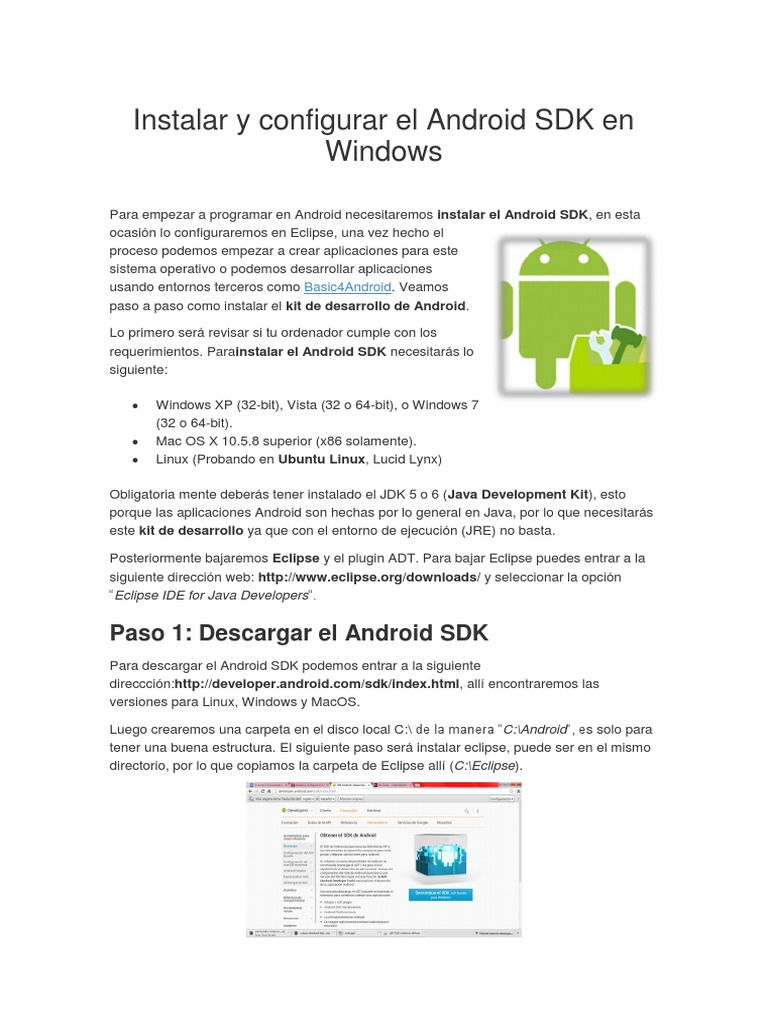 Instalar y Configurar El Android SDK en Windows | PDF | Eclipse ...