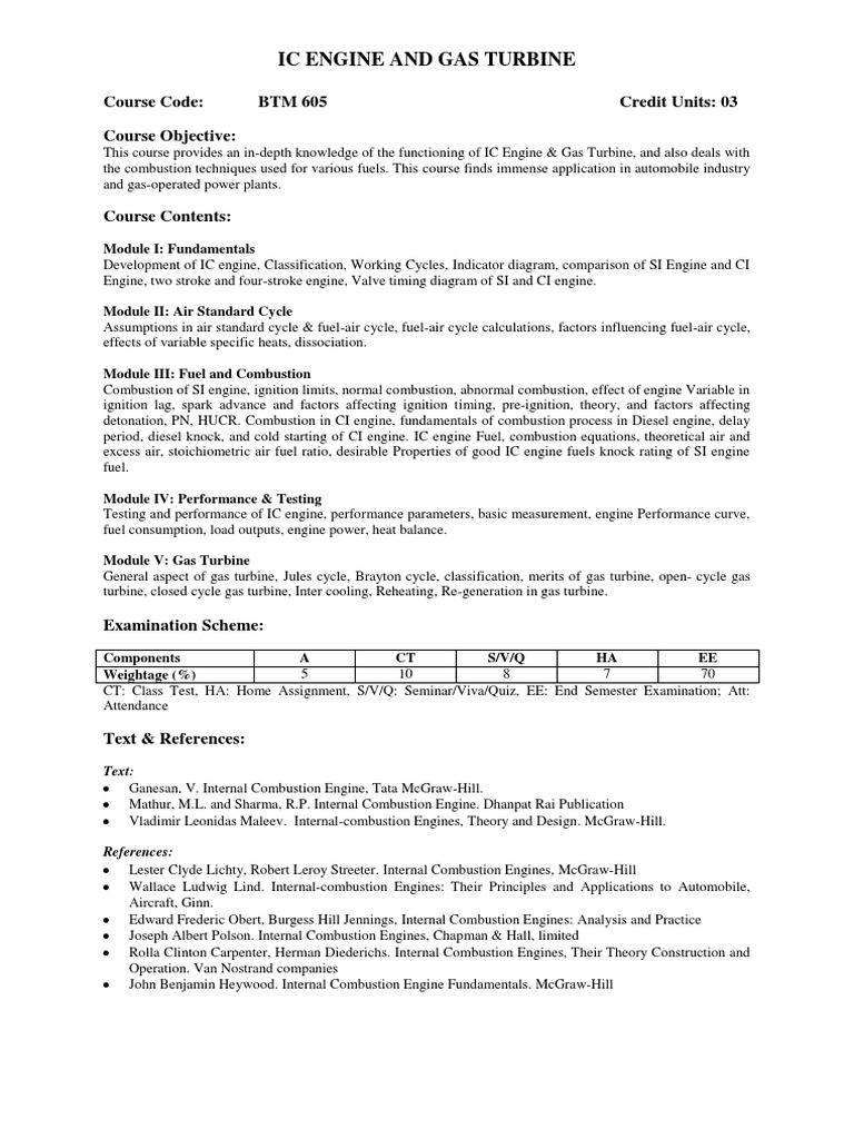 Ic Engine and Gas Turbine | PDF | Internal Combustion Engine | Gas Turbine