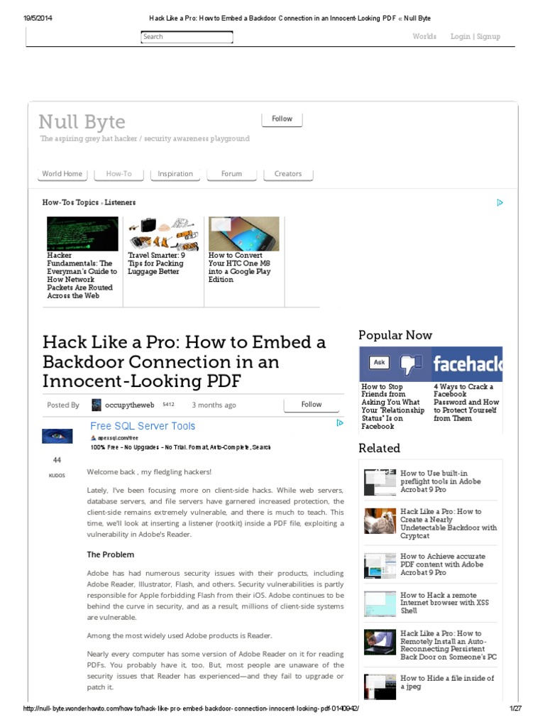 Hack Like A Pro - How To Embed A Backdoor Connection in An Innocent ...