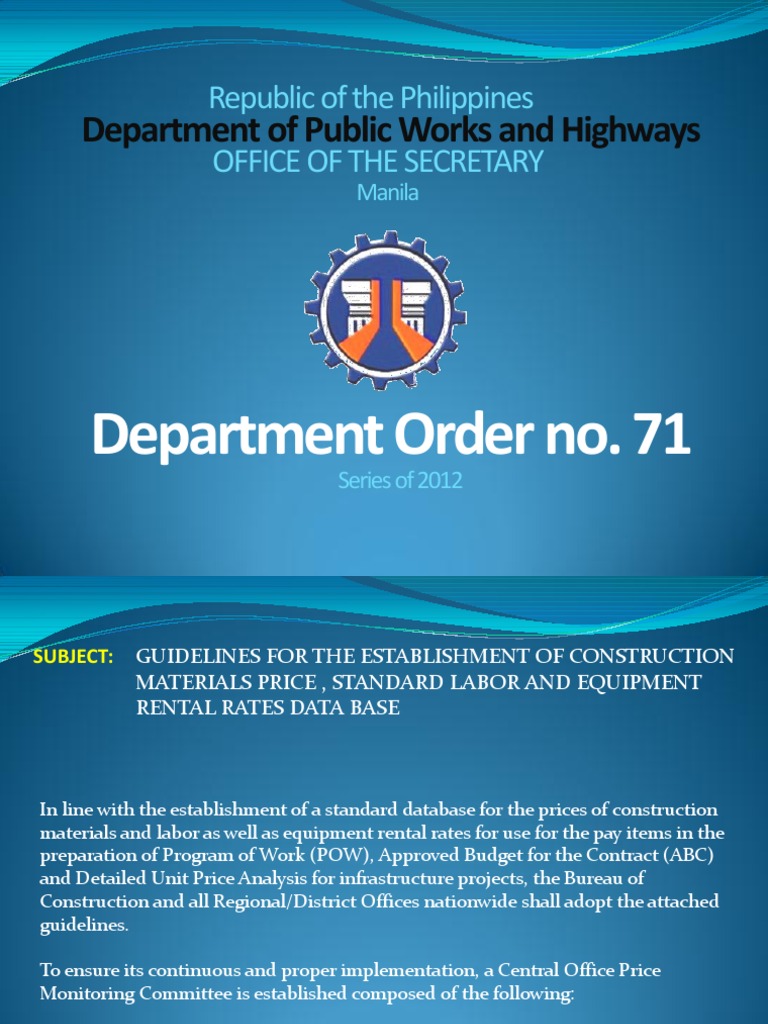 Department Order 71 2012 | PDF | Employment | Labour Economics
