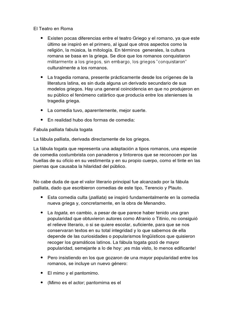 El Teatro en Roma | PDF | Teatro | Tragedia griega
