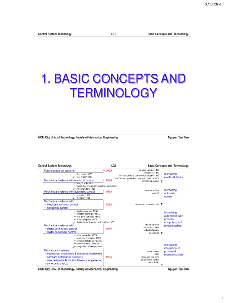 C.01 Basic Concepts and Terminology | PDF | Control Theory | Control System