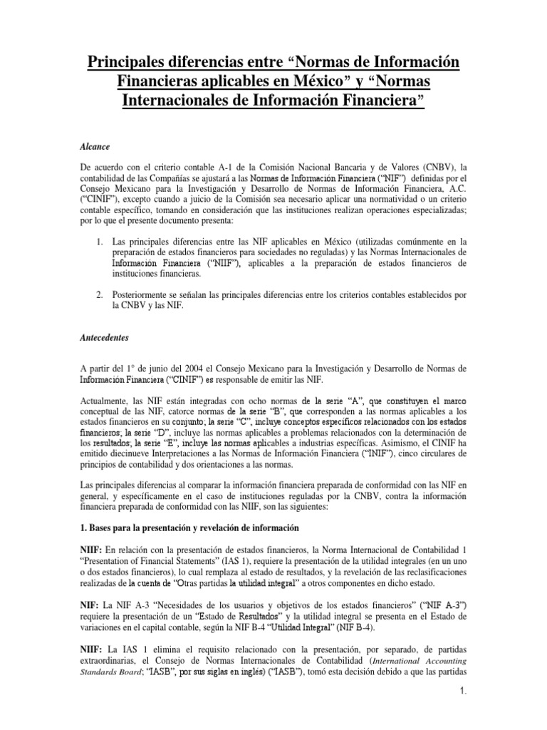 Diferencia Entre Niif y Nif | PDF | normas internacionales de ...