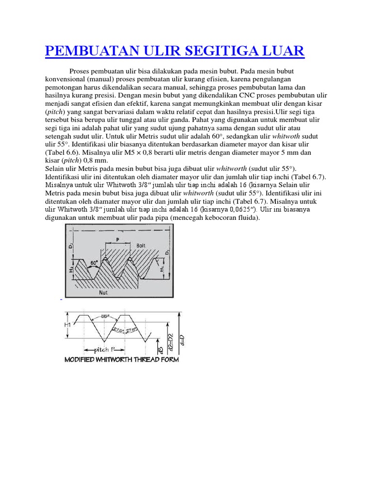 Pembuatan Ulir Segitiga Luar | PDF