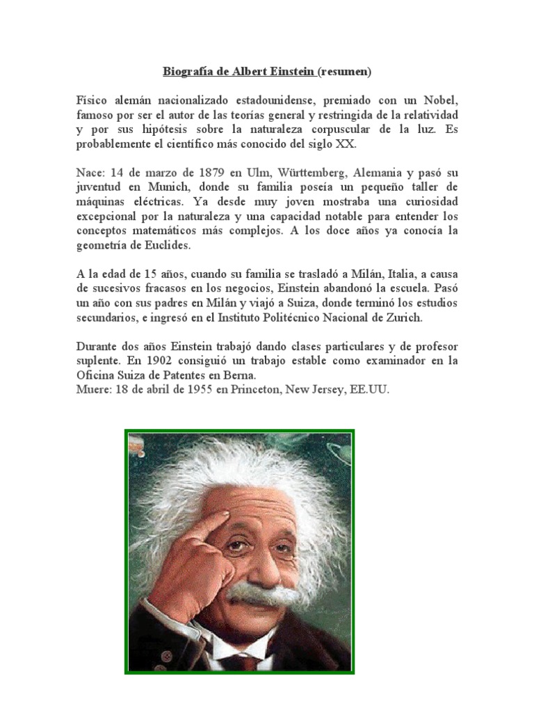Biografía de Albert Einstein | PDF
