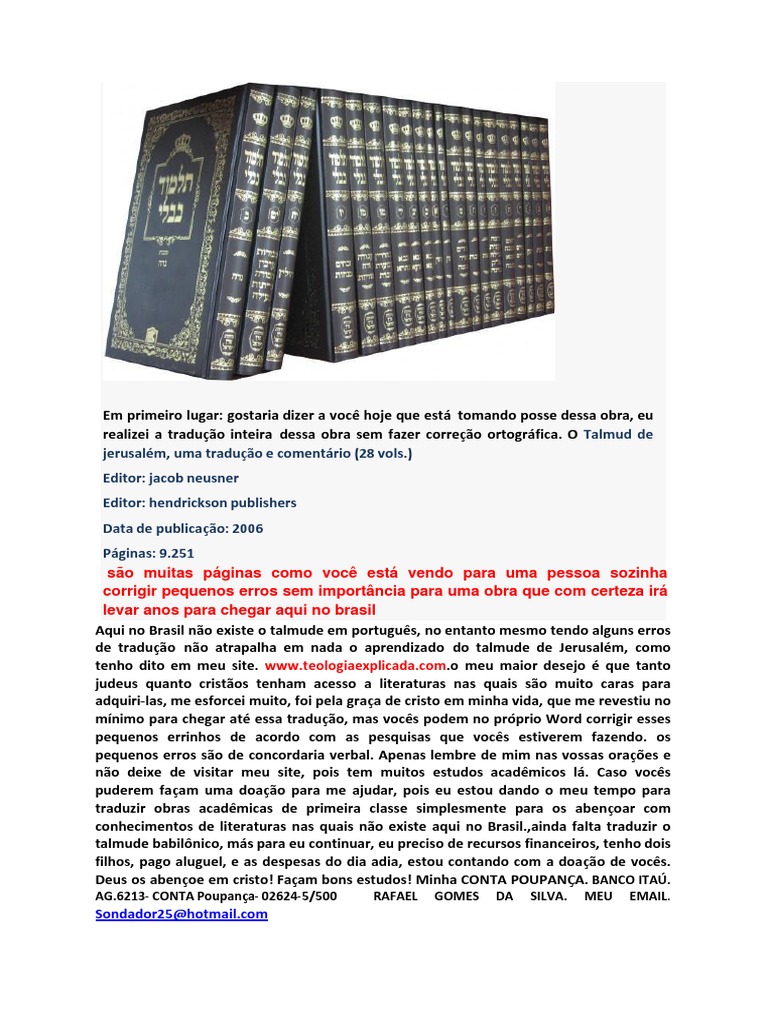Tradução do Talmud de Jerusalém | PDF | Talmude | Judaísmo