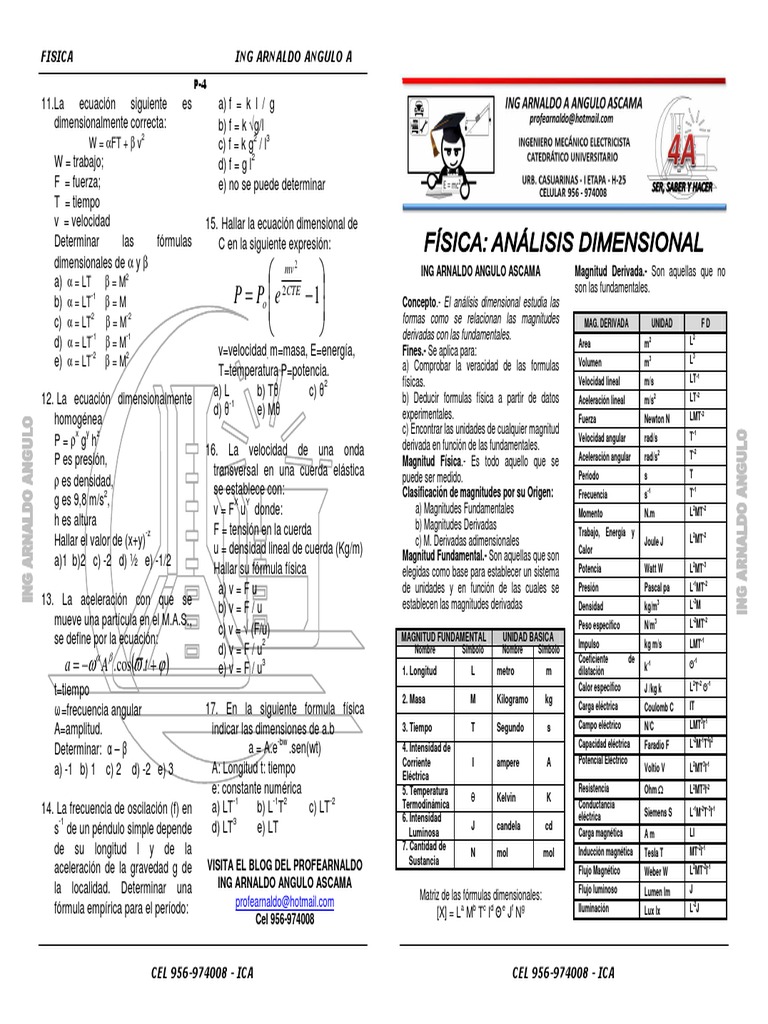 Analisis Dimensional | Física y matemáticas | Física