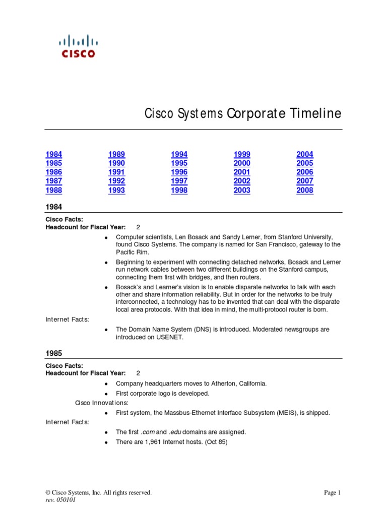 Cisco History | PDF | Cisco Systems | Voice Over Ip