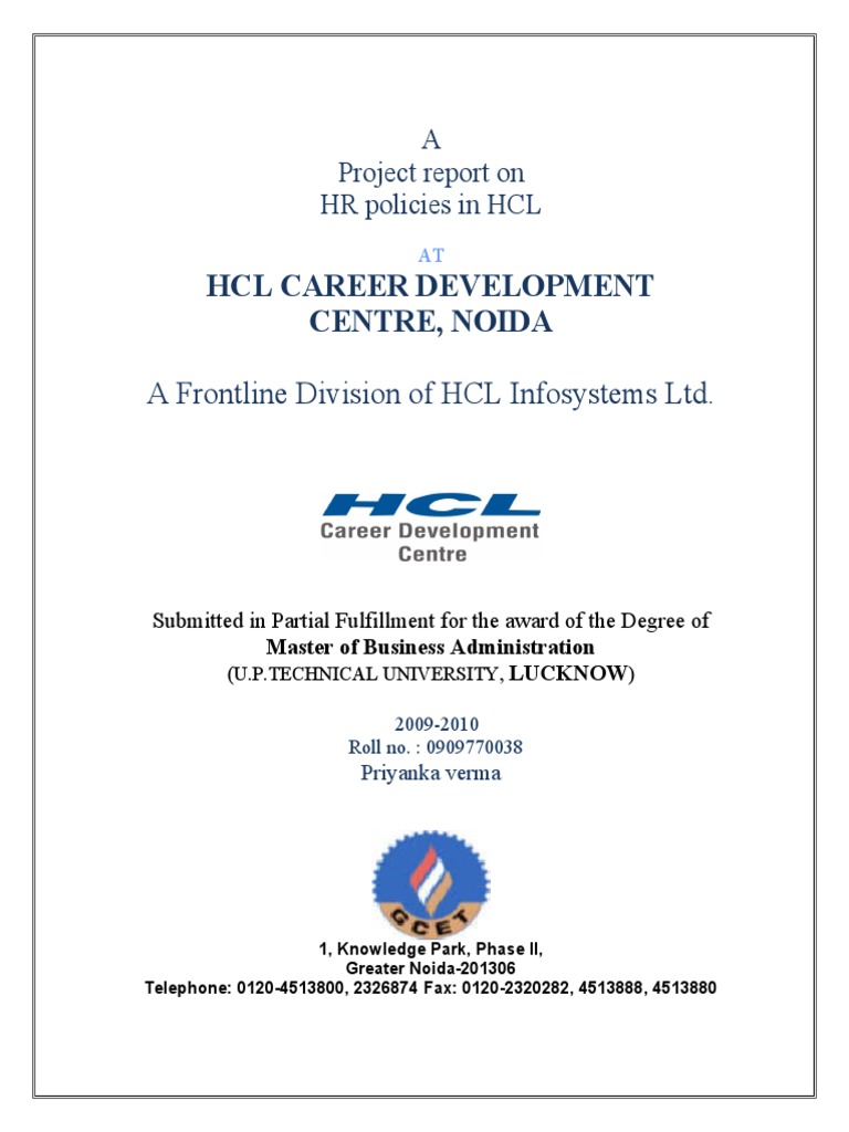 HR Policies in HCL at HCL CDC, Noida (HR) | PDF | Personal Computers ...