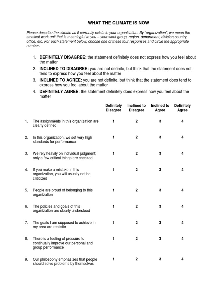 Organizational Climate Assessment Tool | PDF | Action (Philosophy ...