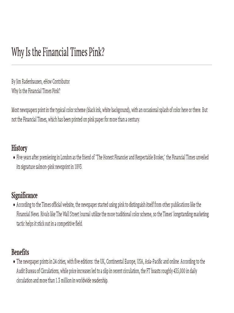 The Financial Times' Pink Paper History | PDF