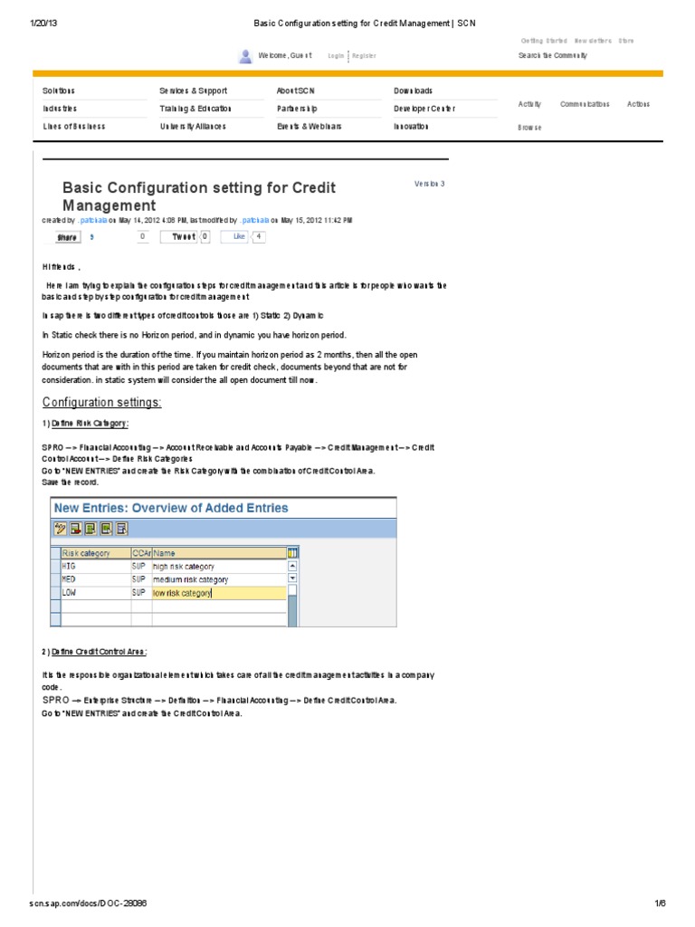 Credit Management - Configuration Step by Step | PDF | Cheque | Credit ...