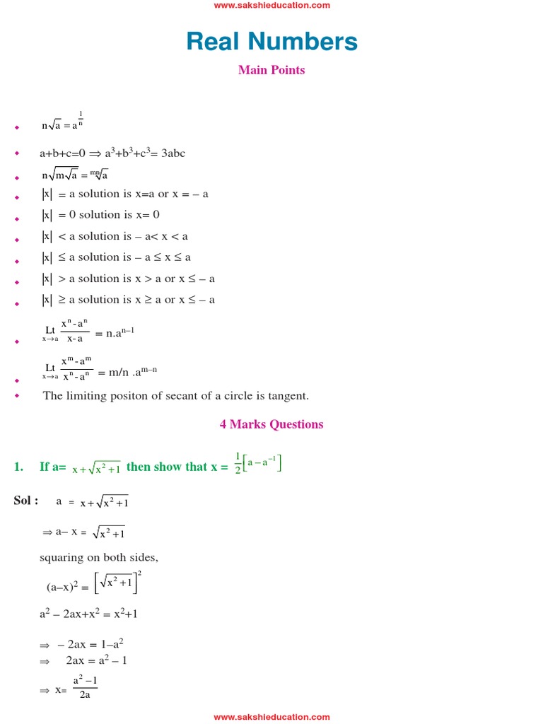 Real Numbers and Their Properties | PDF