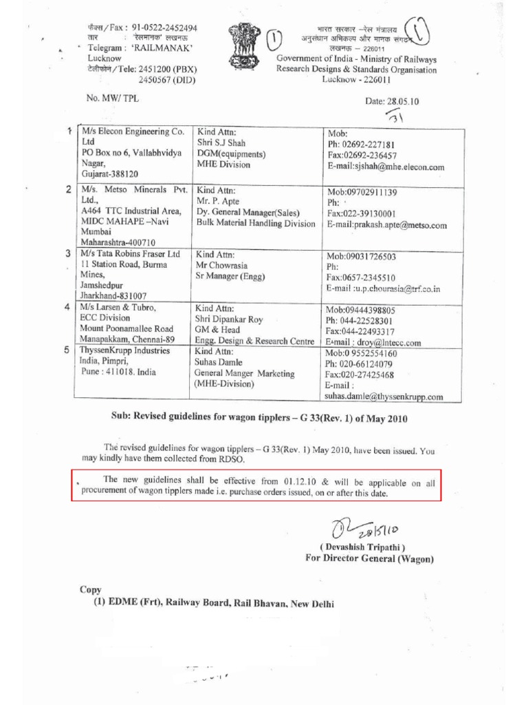 RDSO G-33-R1 Wagon Trippler | PDF | Pressure | Transport