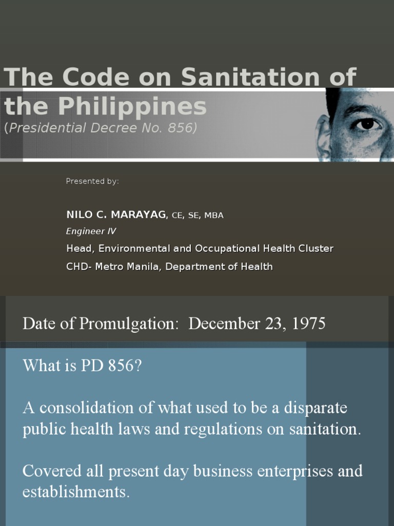 Salient Provisions of The Philippine Sanitation Code by Nilo Marayag of ...