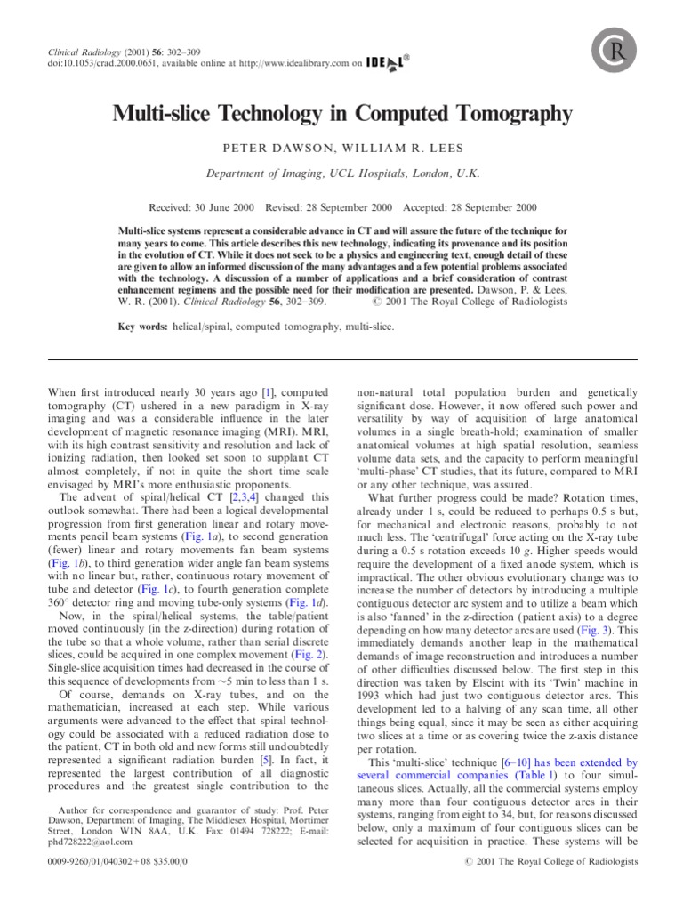 Multislice Technology in CT PDF | PDF | Ct Scan | Radiology