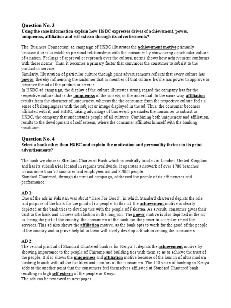 HSBC Case Study Answers | PDF | Motivation | Motivational