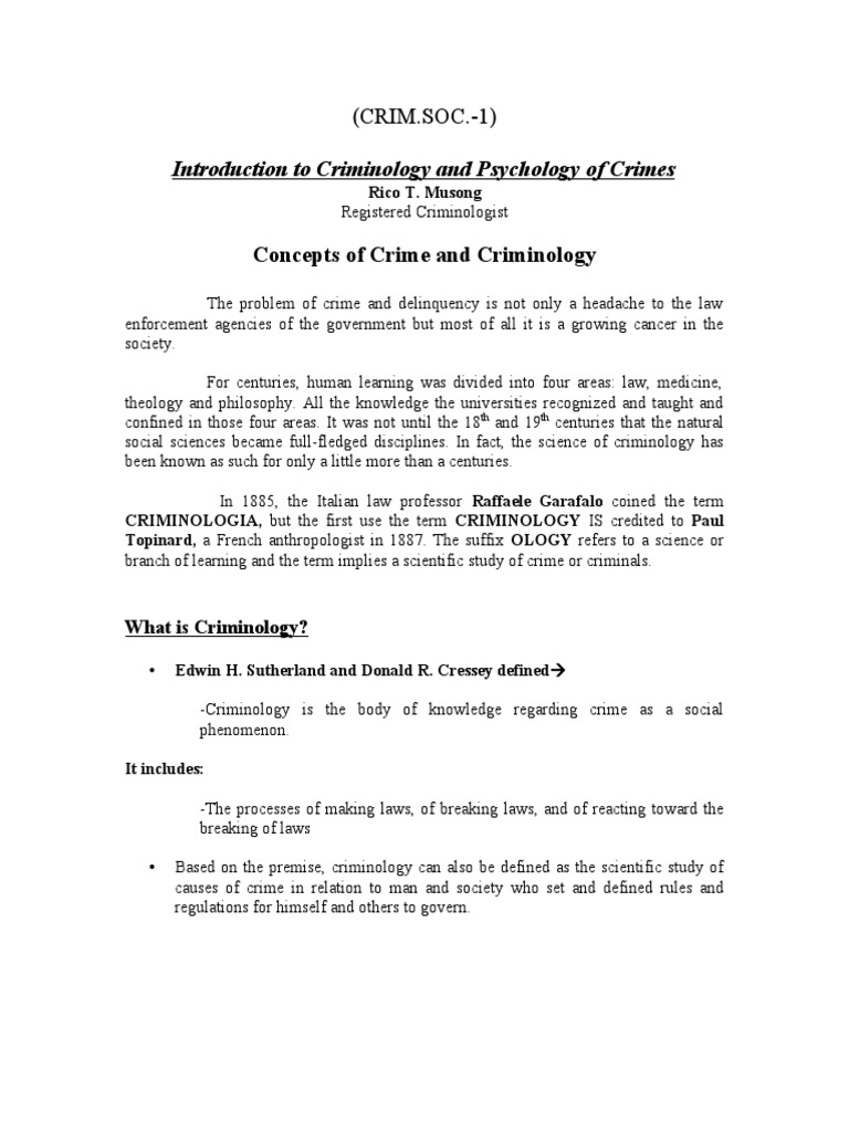 Introduction To Criminology | PDF | Criminology | Deterrence (Legal)