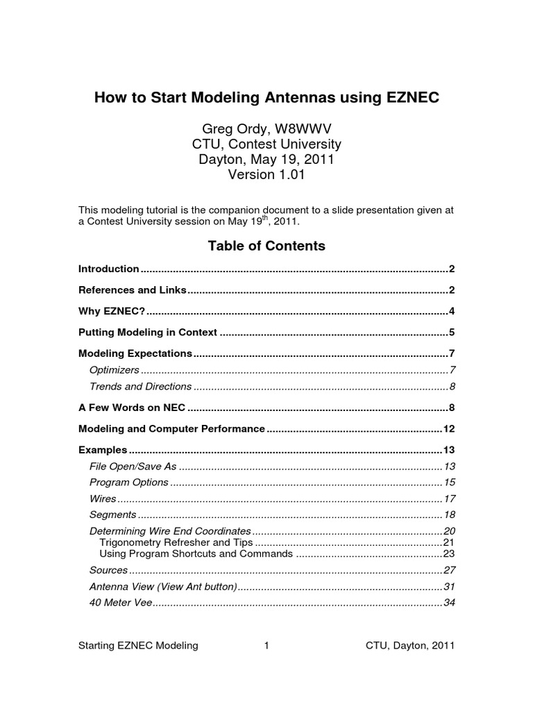 EZNEC Modeling Tutorial by W8WWV | PDF | Cartesian Coordinate System ...