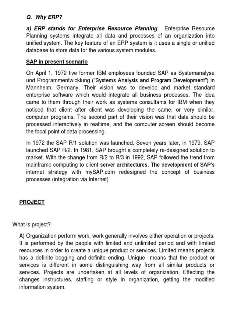 Sap Basic Level 1 Notes | Enterprise Resource Planning | Sap Se