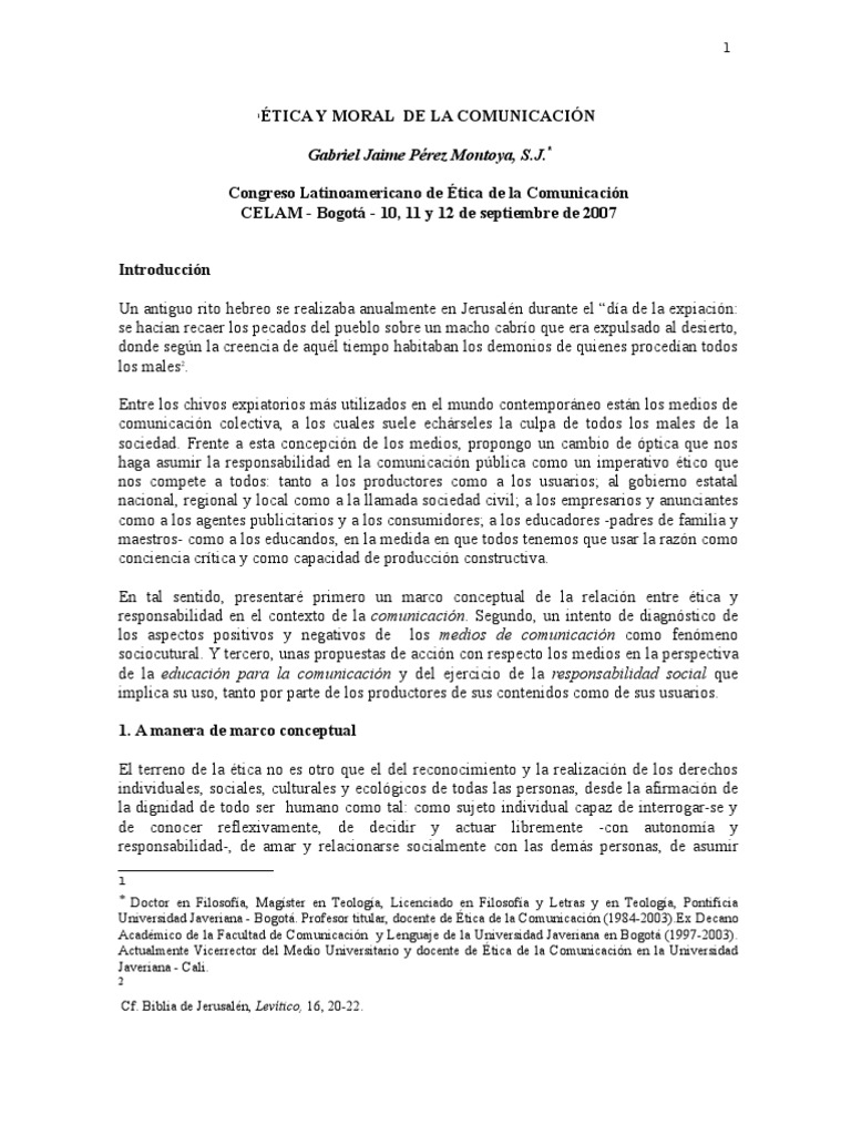 Ética y Moral de La Comunicación | PDF | Moralidad | Immanuel Kant