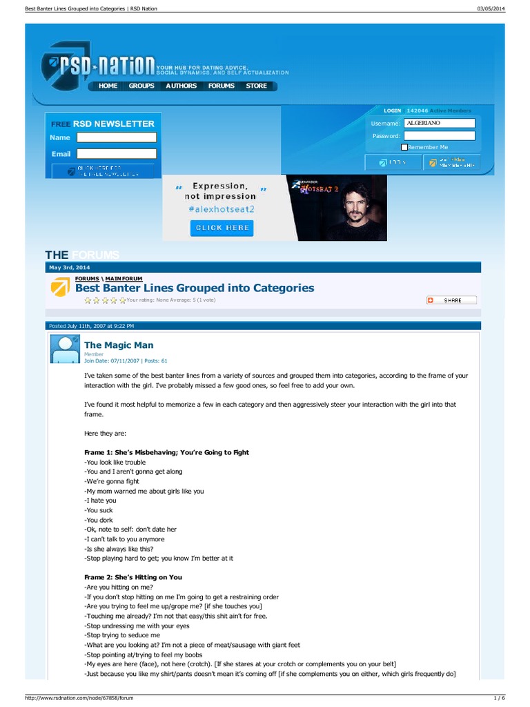 RSD Lines | PDF | Body Language | Conversation