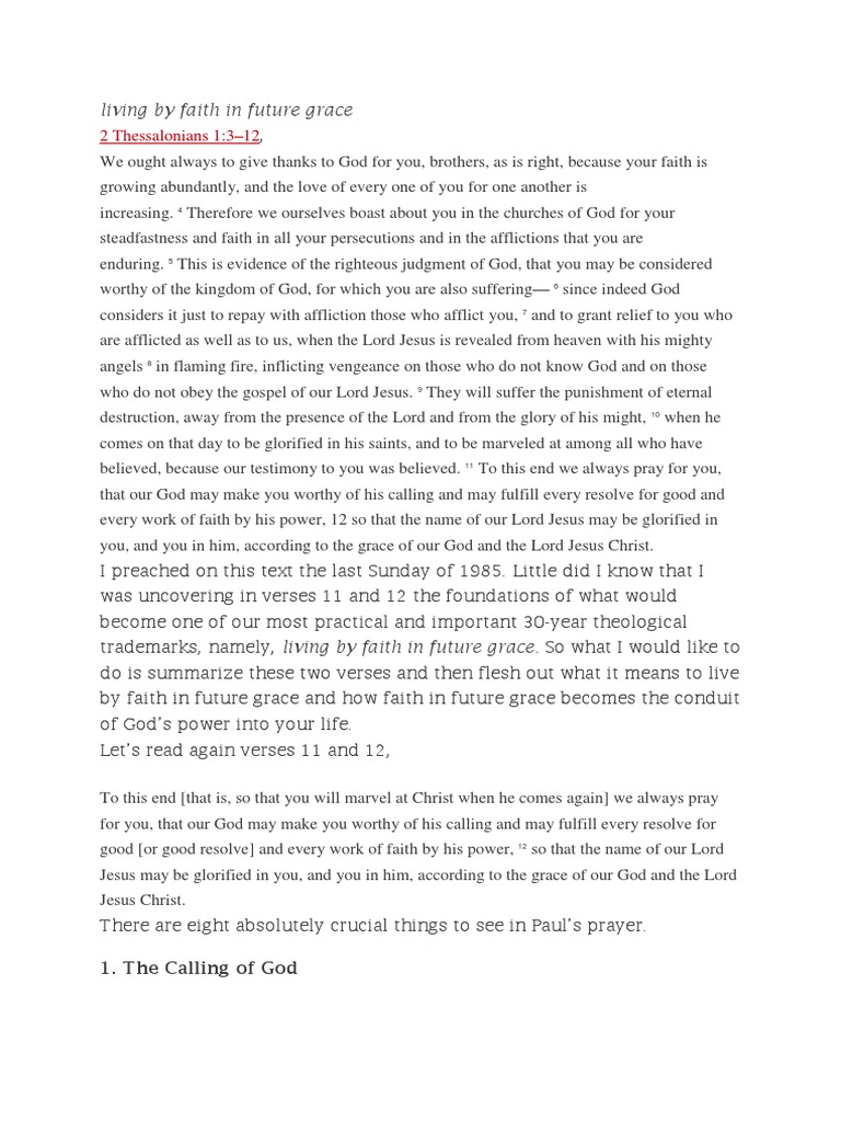 Living by faith in God's future grace | PDF | Grace In Christianity ...