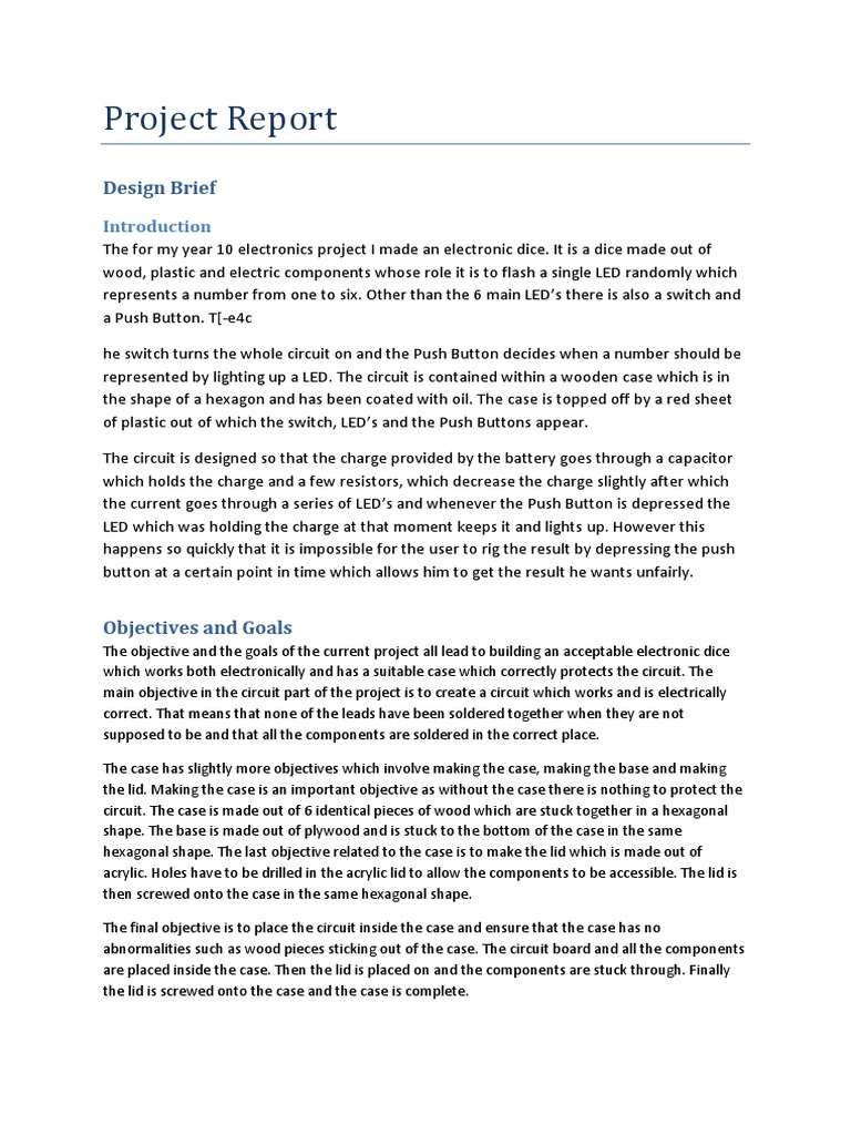 Project Report: Design Brief | PDF | Electronic Circuits | Printed ...
