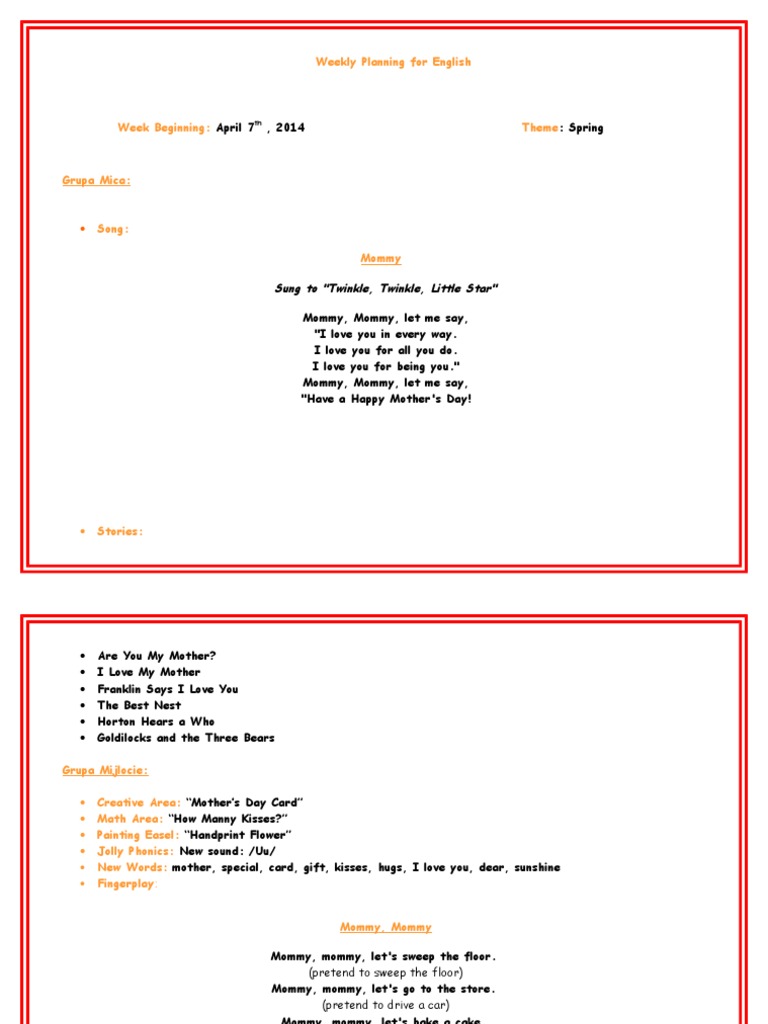 25 Weekly Planning For English - March 3rd, 2014 | PDF