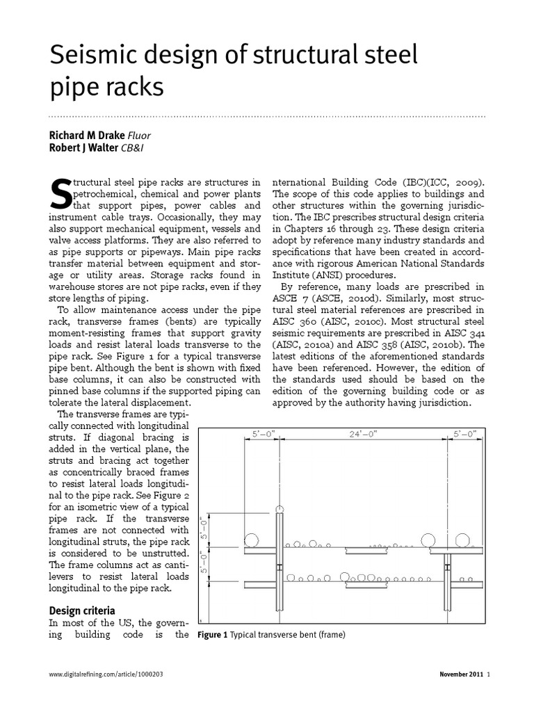 Seismic Design of Structural Steel Pipe Racks | PDF | Civil Engineering ...