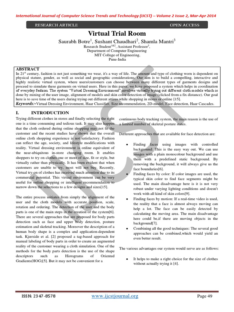 Virtual Trial Room | PDF | Virtual Reality | Clothing