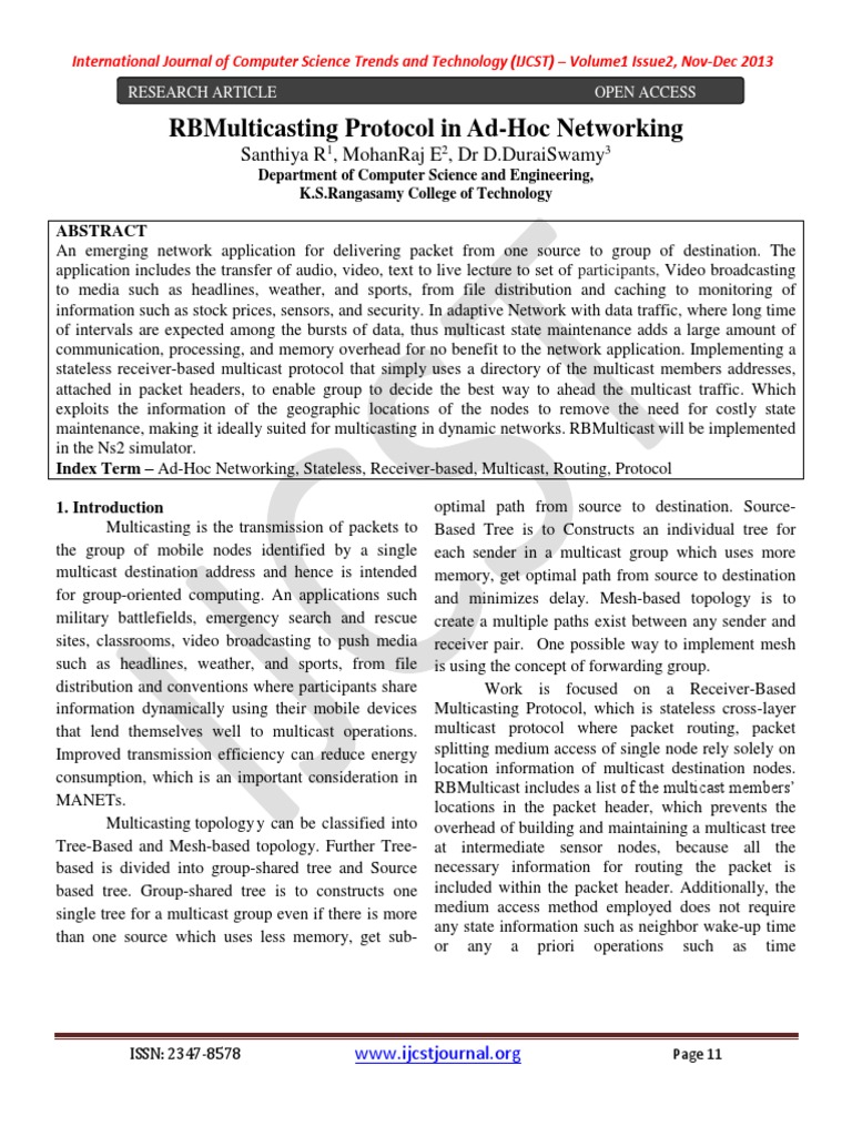 Rbmulticasting Protocol In Ad Hoc Networking Pdf Multicast Routing