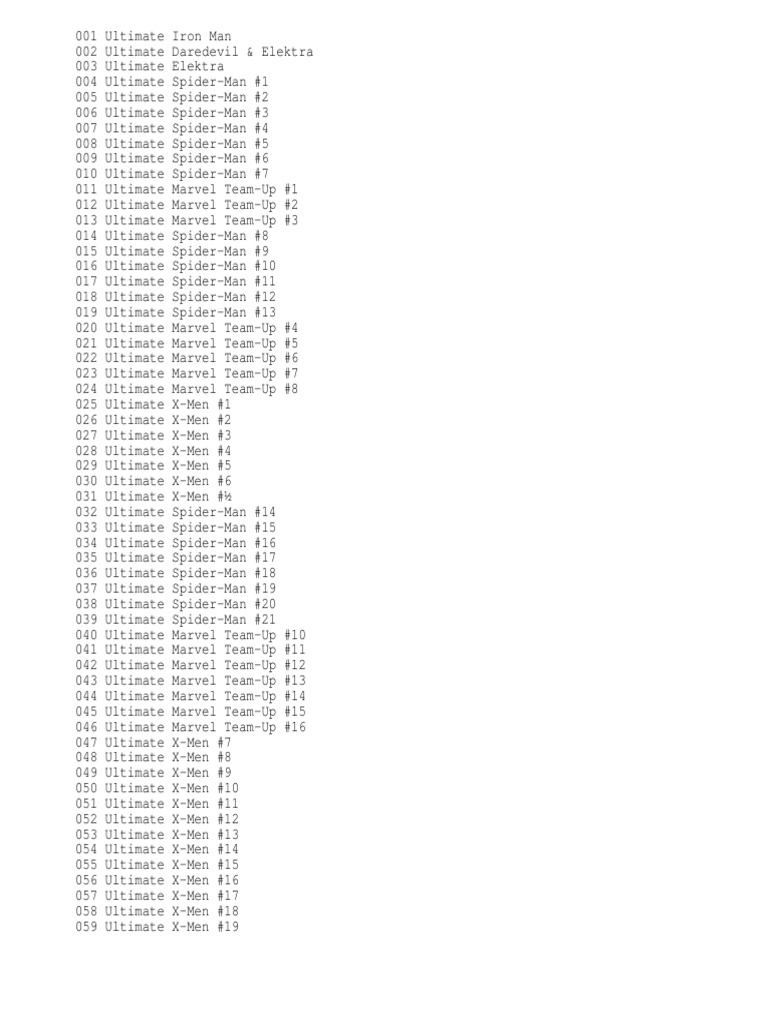 Ultimate Marvel Reading Order | PDF | American Comics Titles | Marvel ...