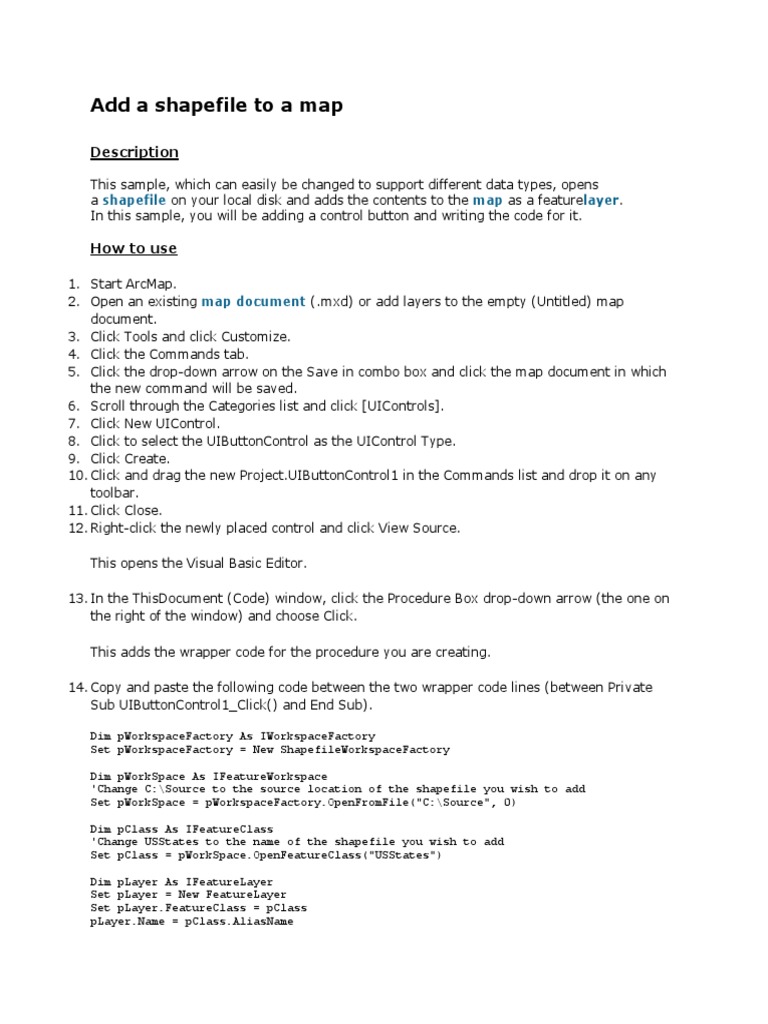 Add A Shapefile To A Map | PDF | Map | Computer Programming