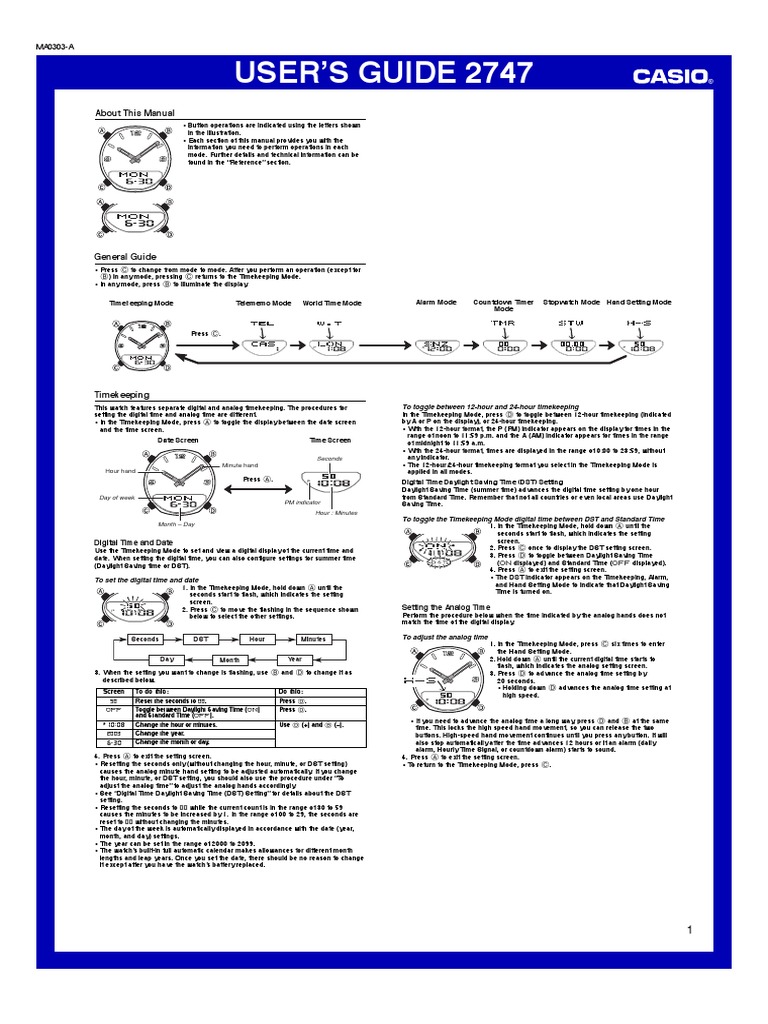 Casio Edifice Manual | PDF | Daylight Saving Time | Watch