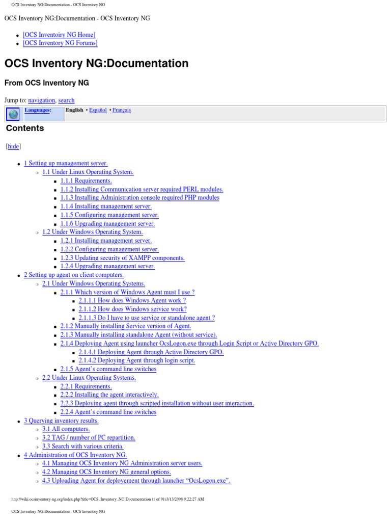 OCS Inventory NG Documentation - OCS Inventory NG | PDF | Web Server | Internet & Web