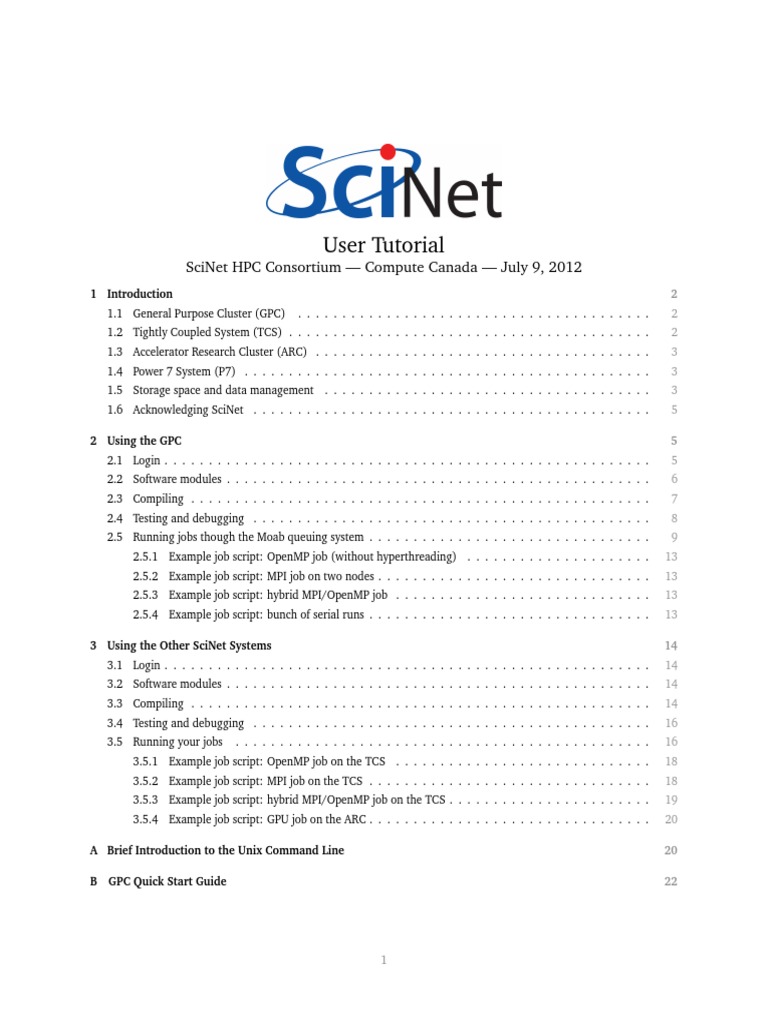 SciNet Tutorial | PDF | Message Passing Interface | Thread (Computing)