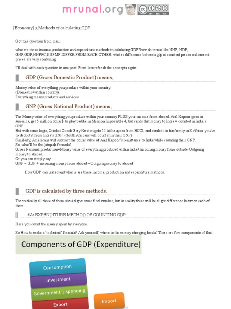 3 Methods of Calculating GDP | PDF 3 Methods of Calculating GDP | PDF