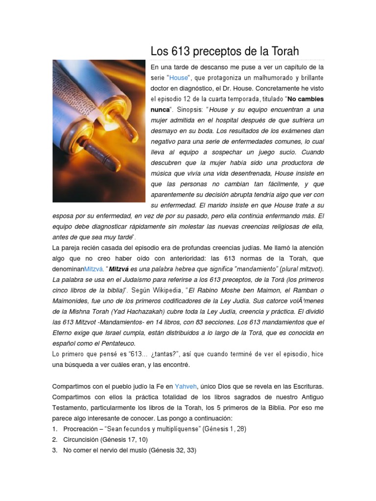 Los 613 Mandamientos de la Torah | PDF | Mitzvá | Sucot