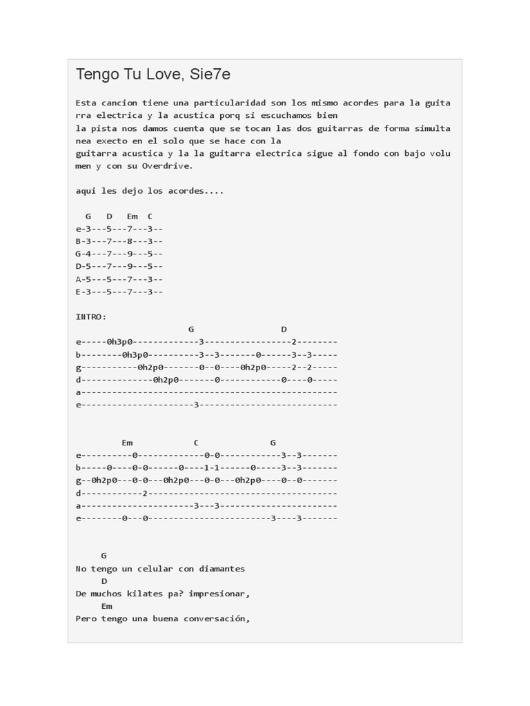 Sie7e Tengo Tu Love | PDF