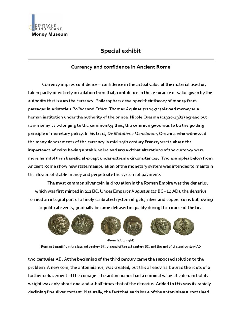 Currency and Confidence in Ancient Rome | PDF | Coins | Numismatics