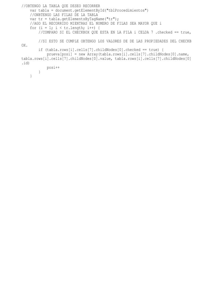 Recorrido de Tablas en JavaScript | PDF