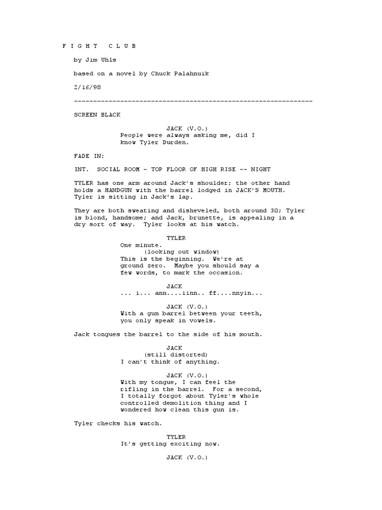 Fight Club - Guion | PDF | Baggage | Nature