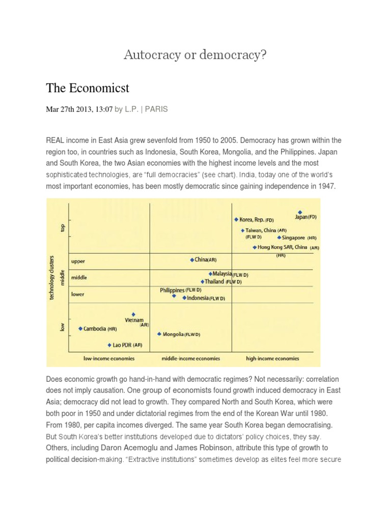 Autocracy vs Democracy: Which Leads to Growth | PDF | Economic Growth ...