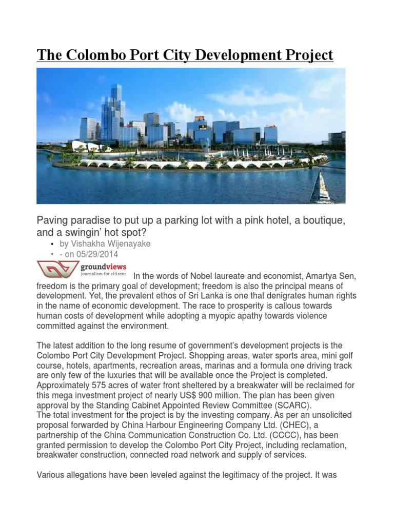 The Colombo Port City Development Project | PDF | Environmental Impact ...