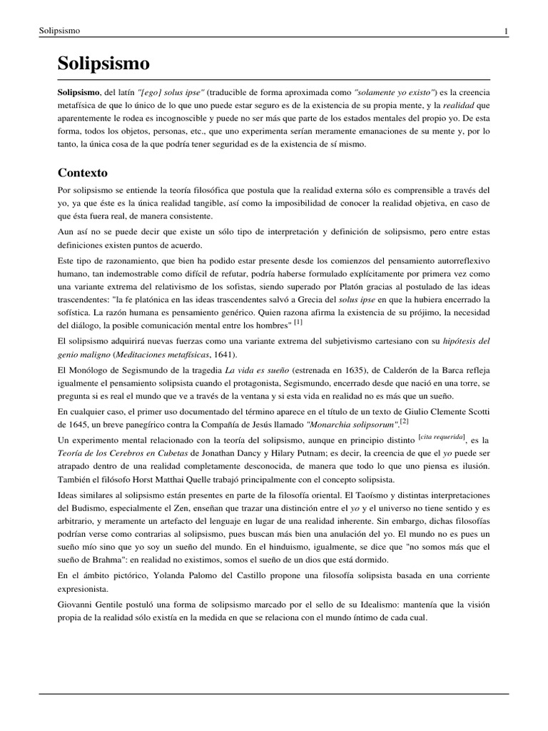Solipsismo | PDF | Metafísica | Aparición