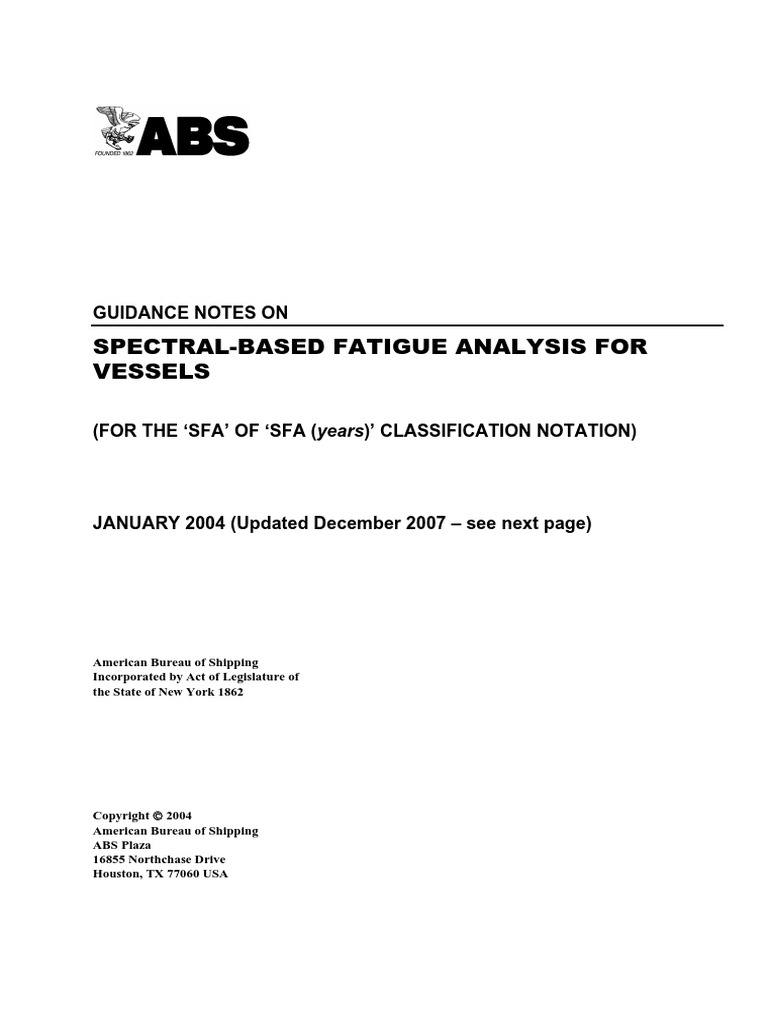 ABS Ship SFA Guide - e Dec07 | PDF | Finite Element Method | Structural Analysis