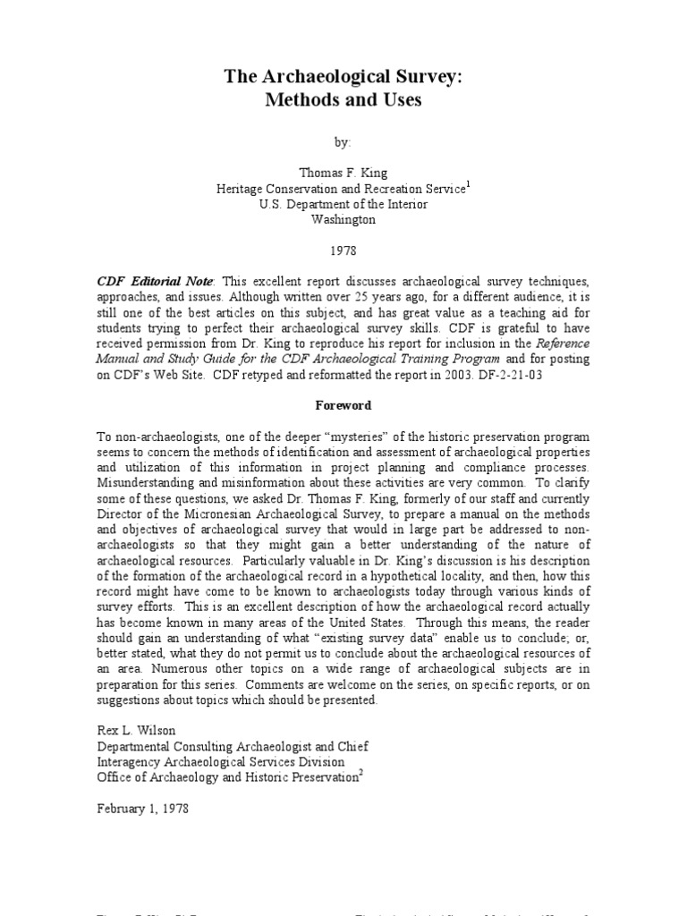 Archaeological Survey Methods | Archaeology | Excavation (Archaeology)