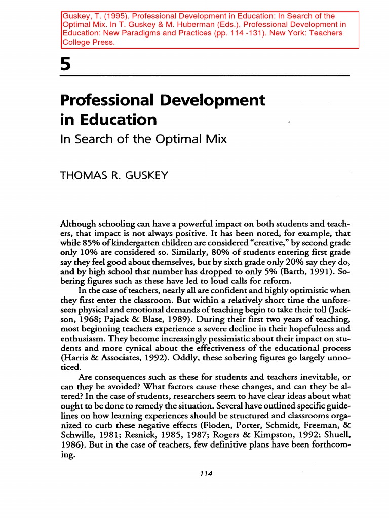 Guskey, T. (1995) - Professional Development in Education: in Search of ...