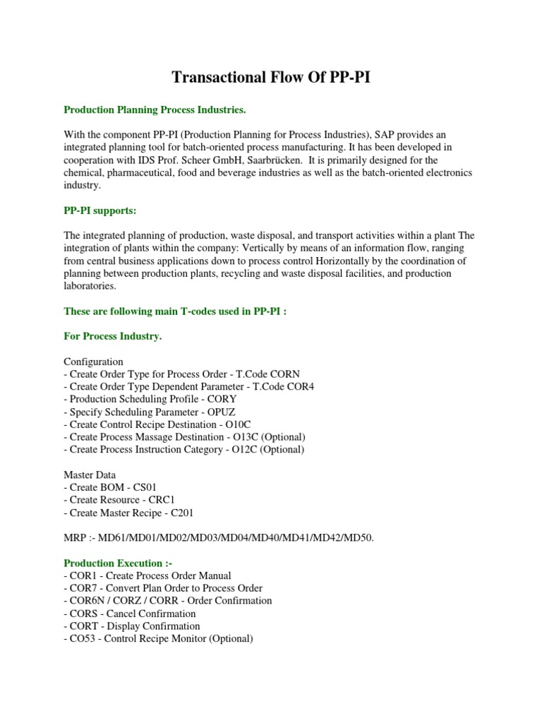 Transactional Flow of PP PI | PDF | Scheduling (Production Processes) | Significant Figures